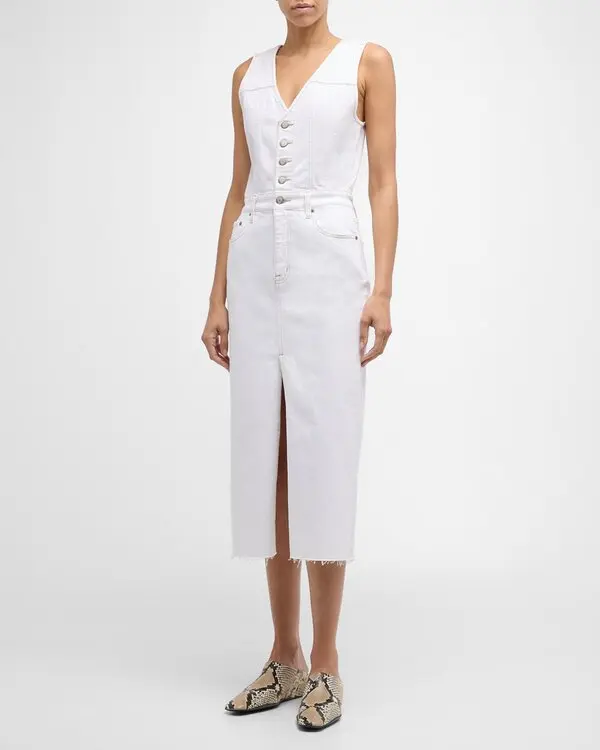 PISTOLA Alex Denim Button-front Midi Dress - Le Blanc | Editorialist